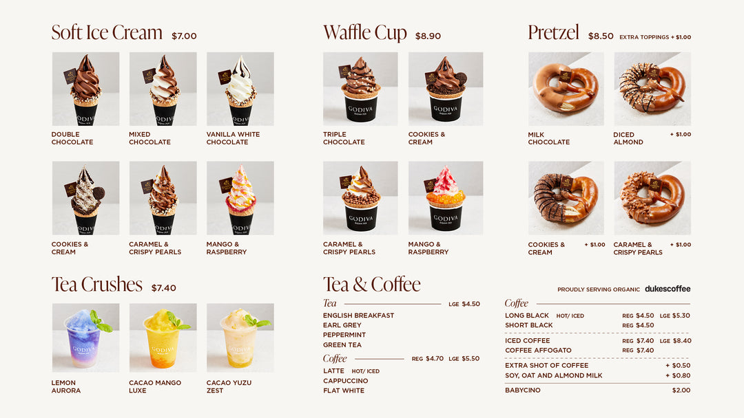 GODIVA Cafe Menu – GODIVA Australia